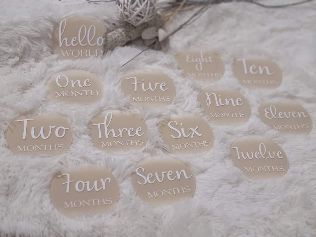 Acrylic Baby Milestones Rounds - 12 Months - Etsy