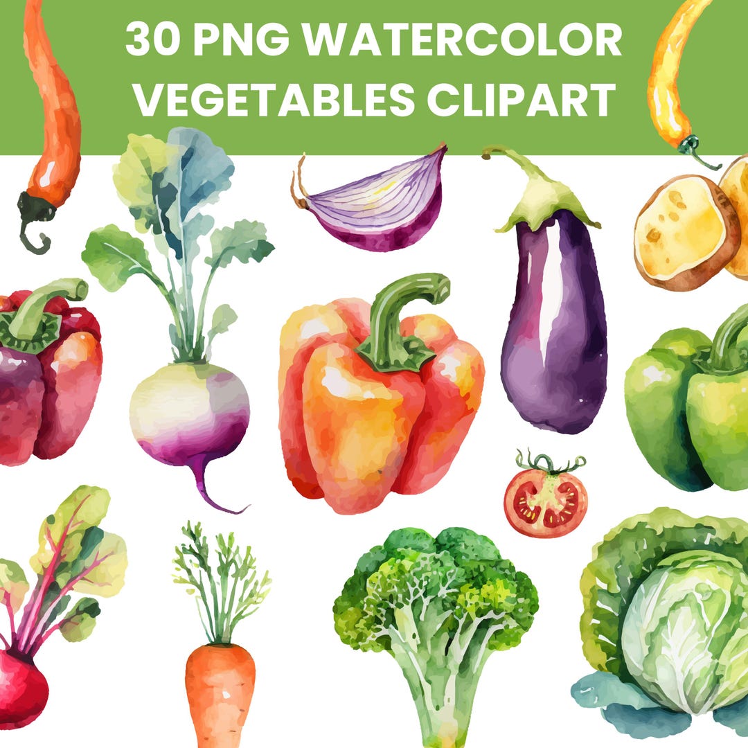 Vegetables Clipart, Watercolor Greens Clip Art, Veggies Png, Corn ...