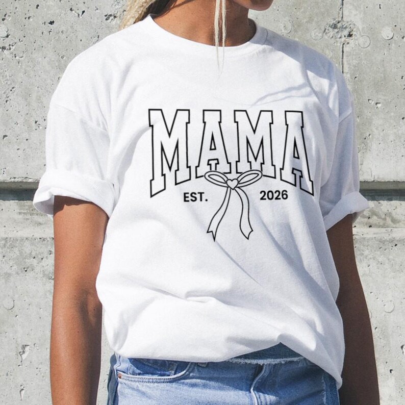 Mama Est 2026 PNG SVG, Varsity Mama With Coquette Bow, Trendy Mother’s ...