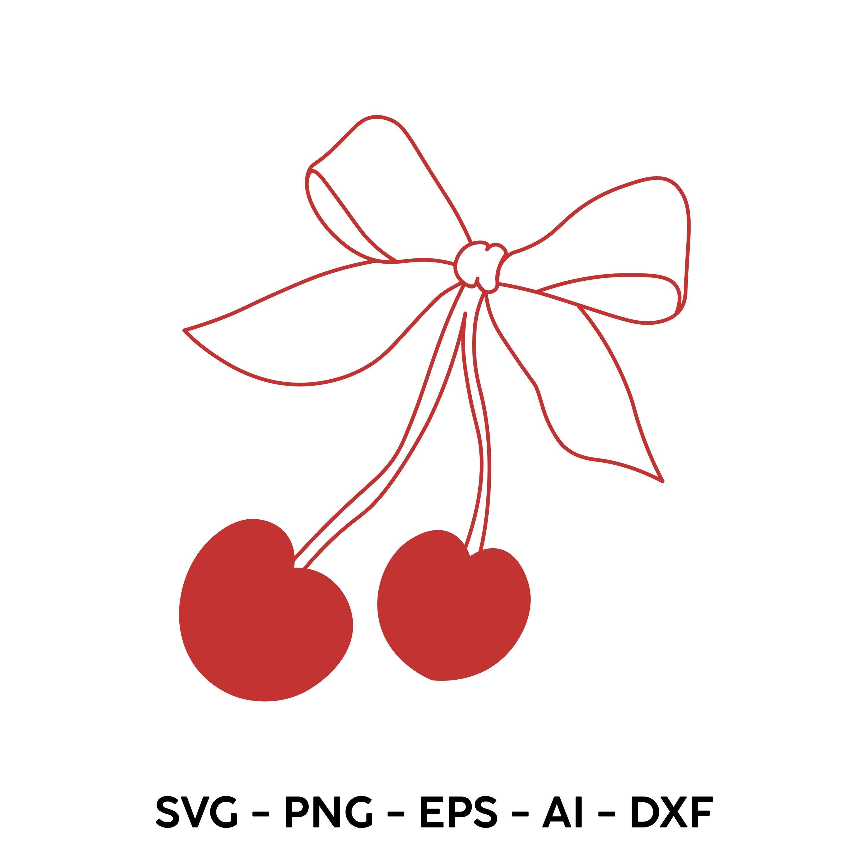 Cherry With Bow SVG ,cherry Bows SVG ,coquette Ribbon SVG ,trendy ...