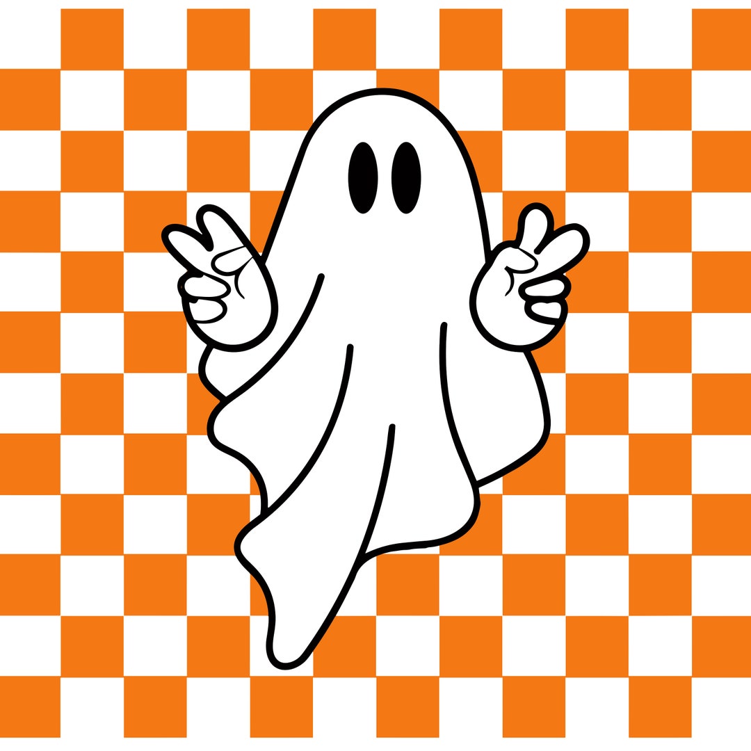 Checkered Peace Ghost SVG, Halloween Svg,retro Halloween Shirt , Spooky ...