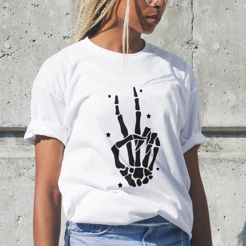 Skeleton Peace Sign, Skeleton Peace Hand, Skeleton Peace Sign Cut Files ...