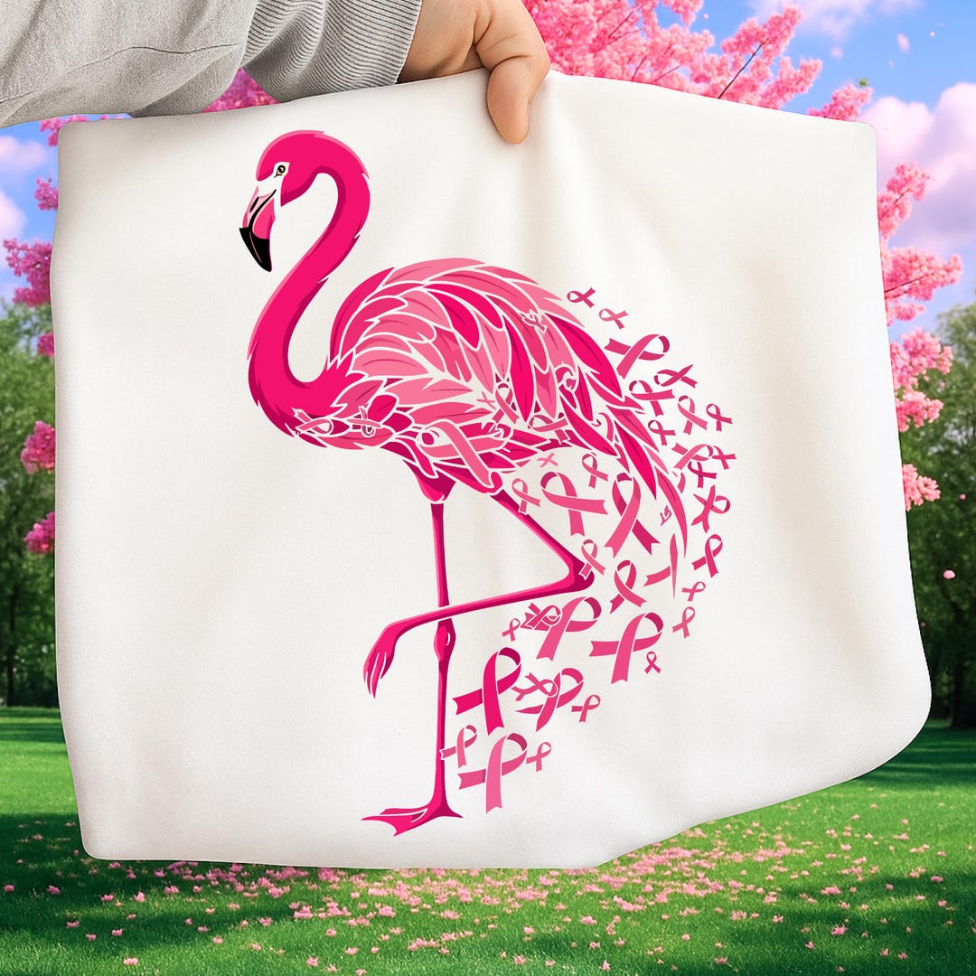 Flamingo Breast Cancer PNG, Pink Ribbon Awareness Sublimation ...