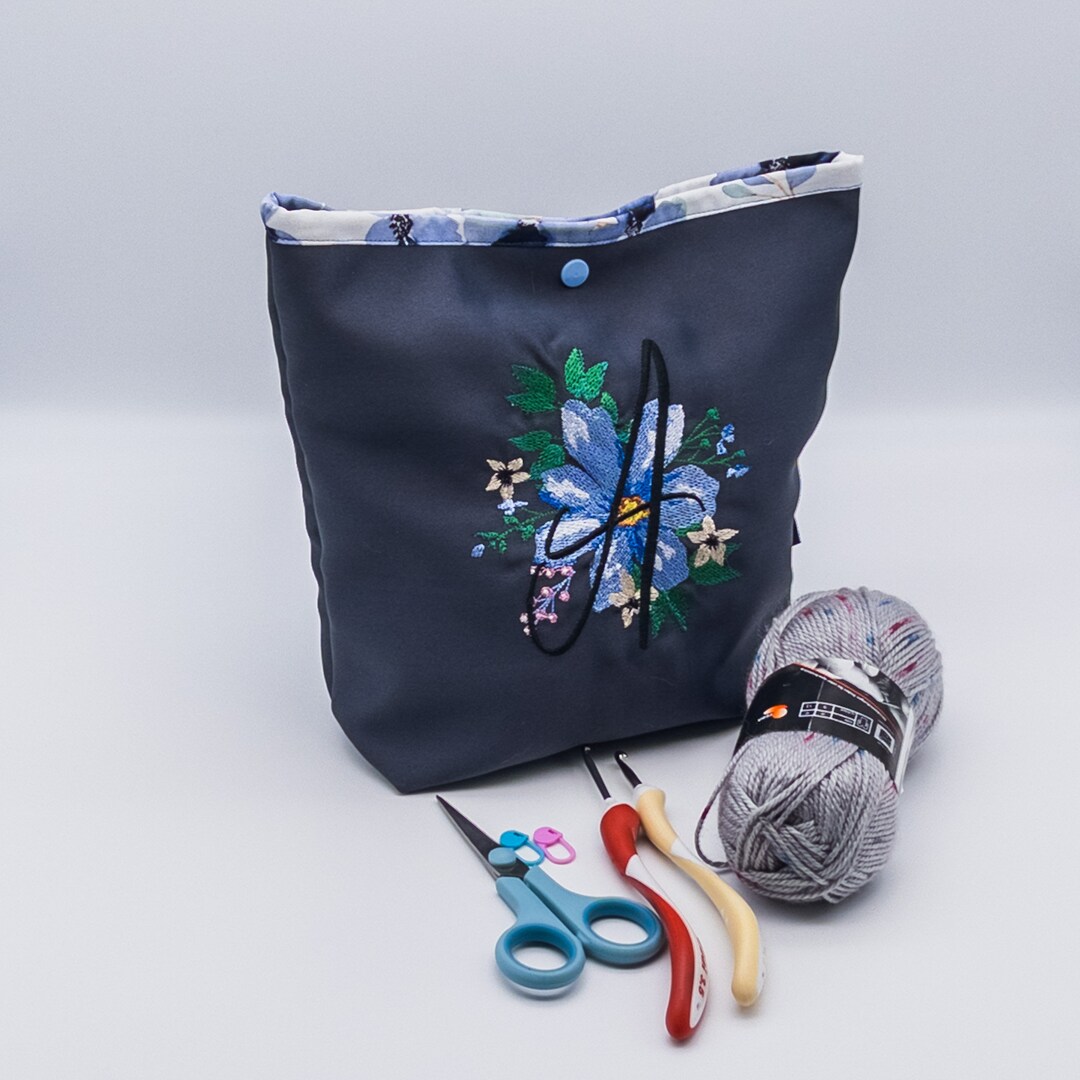 Project Bag Bobbel Bag Personalized Monogram - Knitting Bag for on the ...