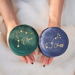 Constellation Custom Jewelry Box, Round Jewelry Case, Customizable ...