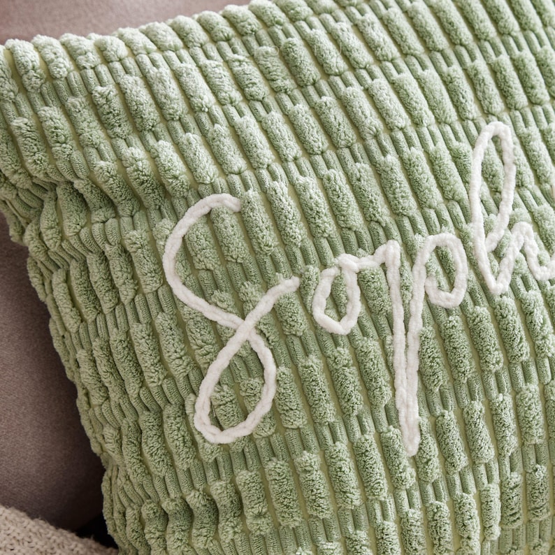 Personalized Chenille Name Pillow Cover, Custom Throw Pillow, Wedding ...