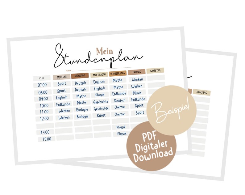 Timetable A4 (neutral) - Etsy