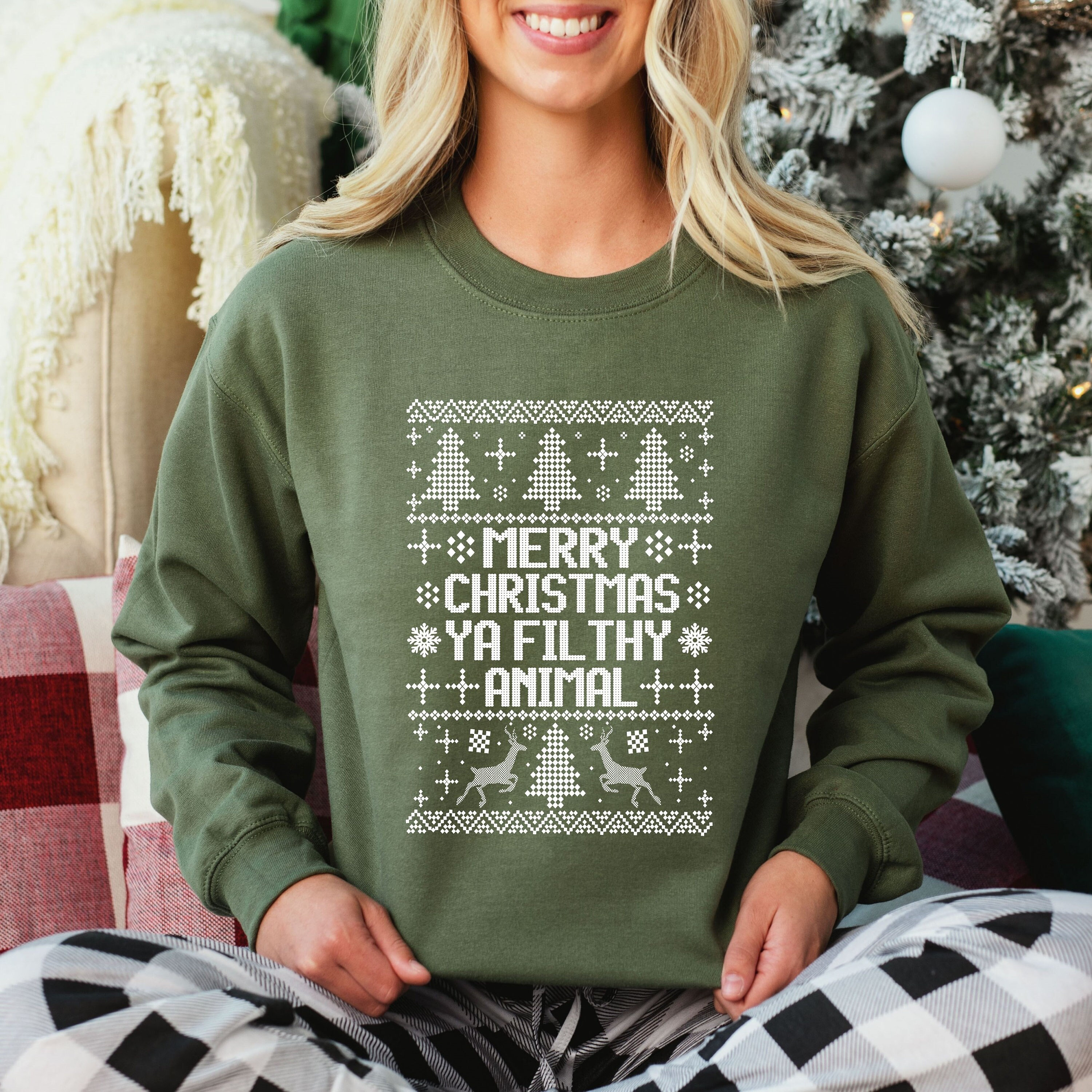 Merry Christmas Ya Filthy Animal Sweater Urban Outfitters