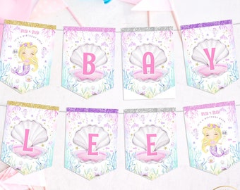 Editable Mermaid Milestone Photo Banner First Birthday Banner - Etsy ...