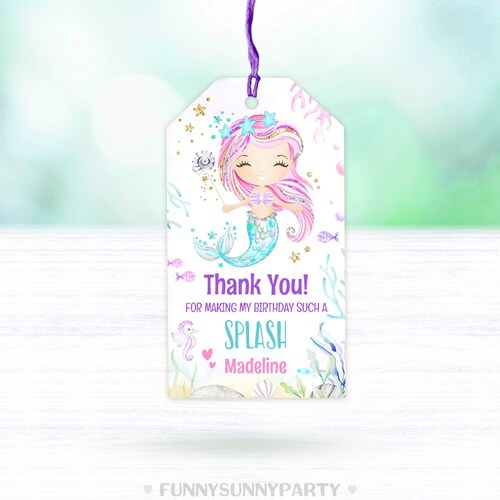 EDITABLE Thank You for Making My Party Mermazing Favor Tags - Etsy