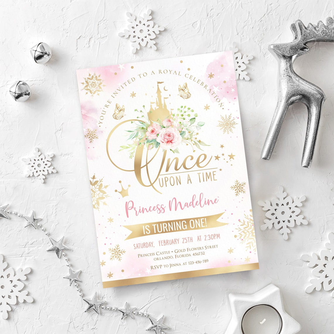 PRINCESS First Birthday Party Invitation. Printable Once Upon - Etsy