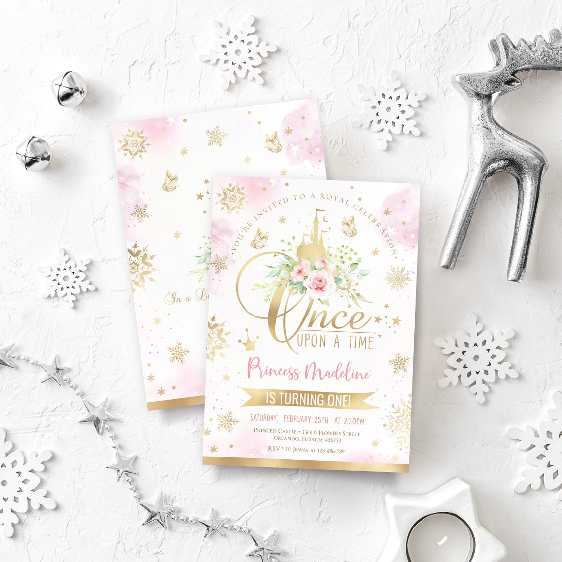 PRINCESS First Birthday Party Invitation. Printable Once Upon - Etsy