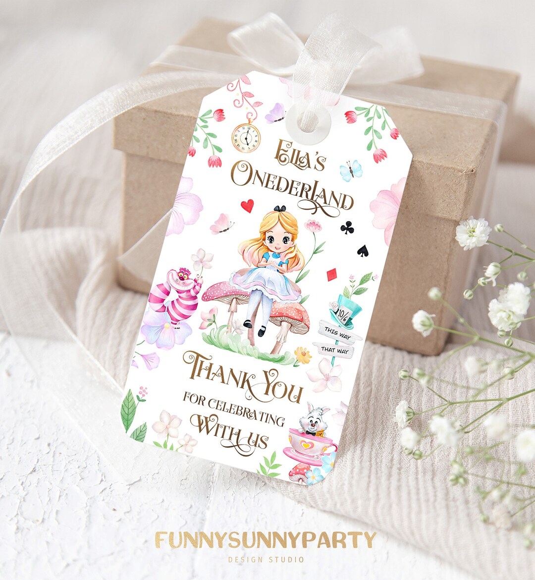 EDITABLE Alice in Wonderland 1st Birthday Favor Tag Alice in Onederland ...