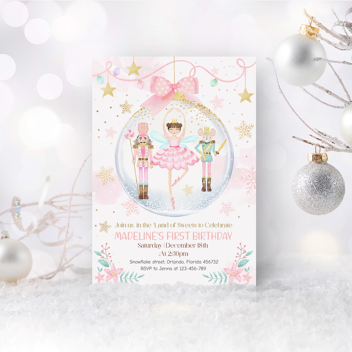Editable Nutcracker Ballet Birthday Party Invitation Girl Etsy