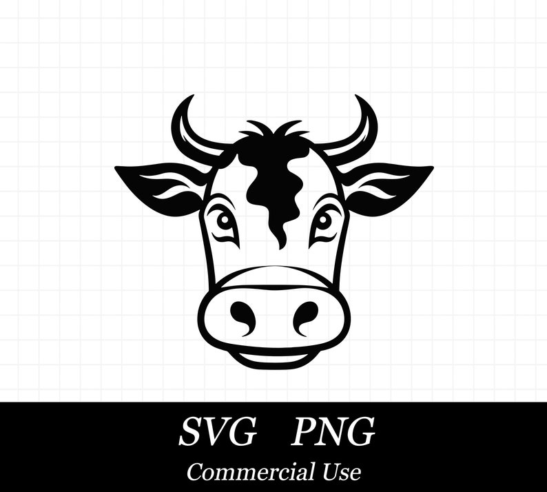 Cow Head SVG Cow Head PNG SVG Files for Cricut Commercial - Etsy