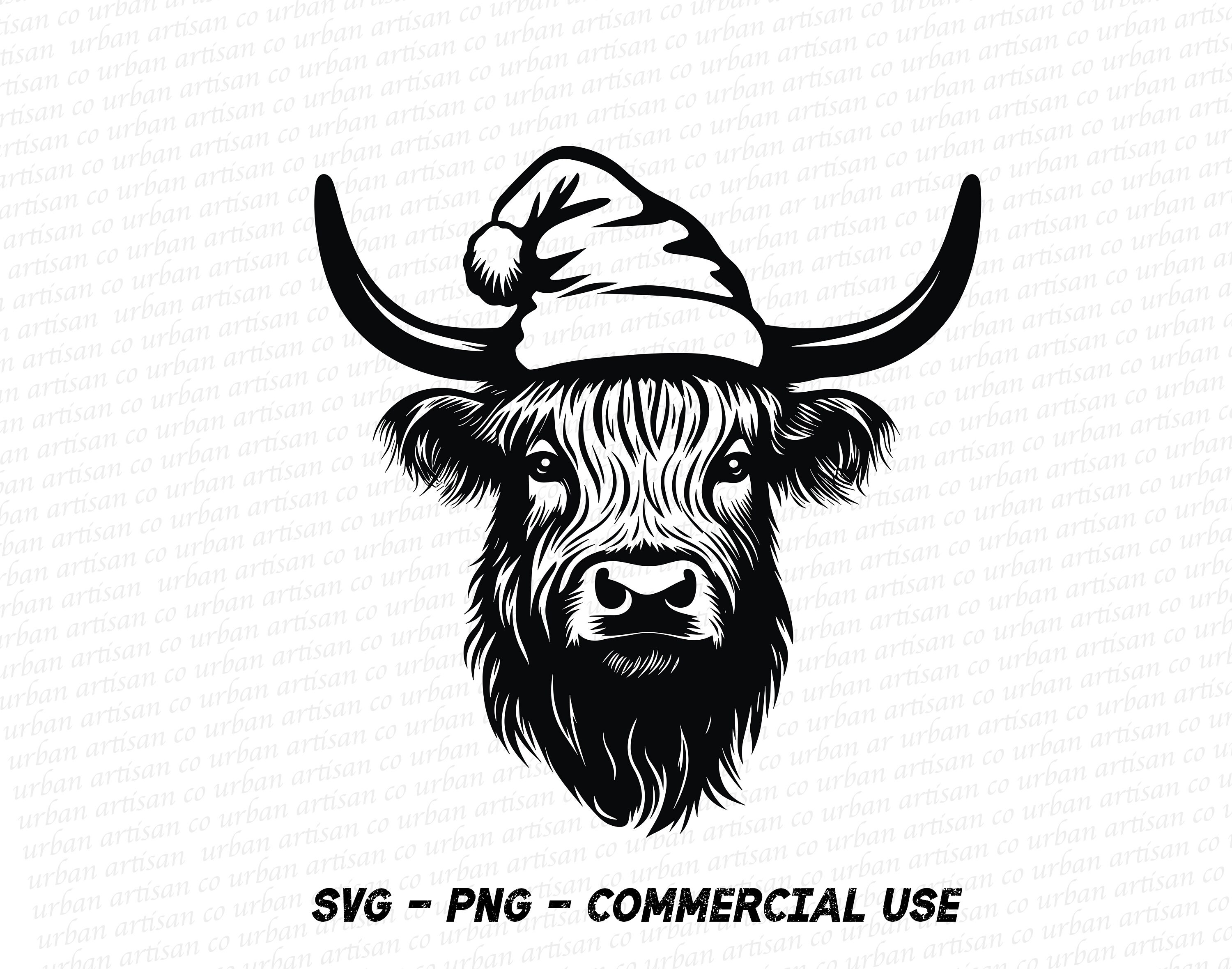 Christmas Highland Cow SVG, Santa Hat Highland Cow PNG, SVG Files for ...