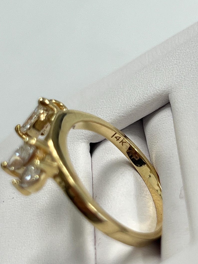 14k Yellow Gold Marquise Diamond Guard Ring: .40 CTTW Vintage Enhancer ...