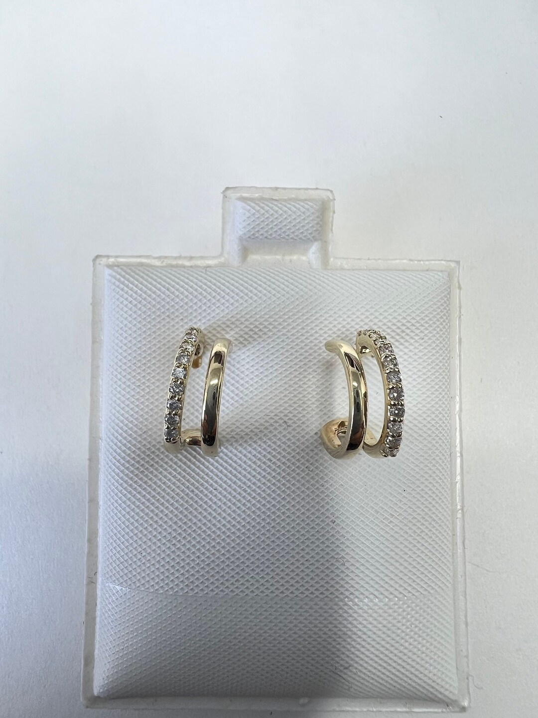 14K Yellow Gold Double Hoop Diamond Earrings (0.18 CT) Made to Order - Etsy