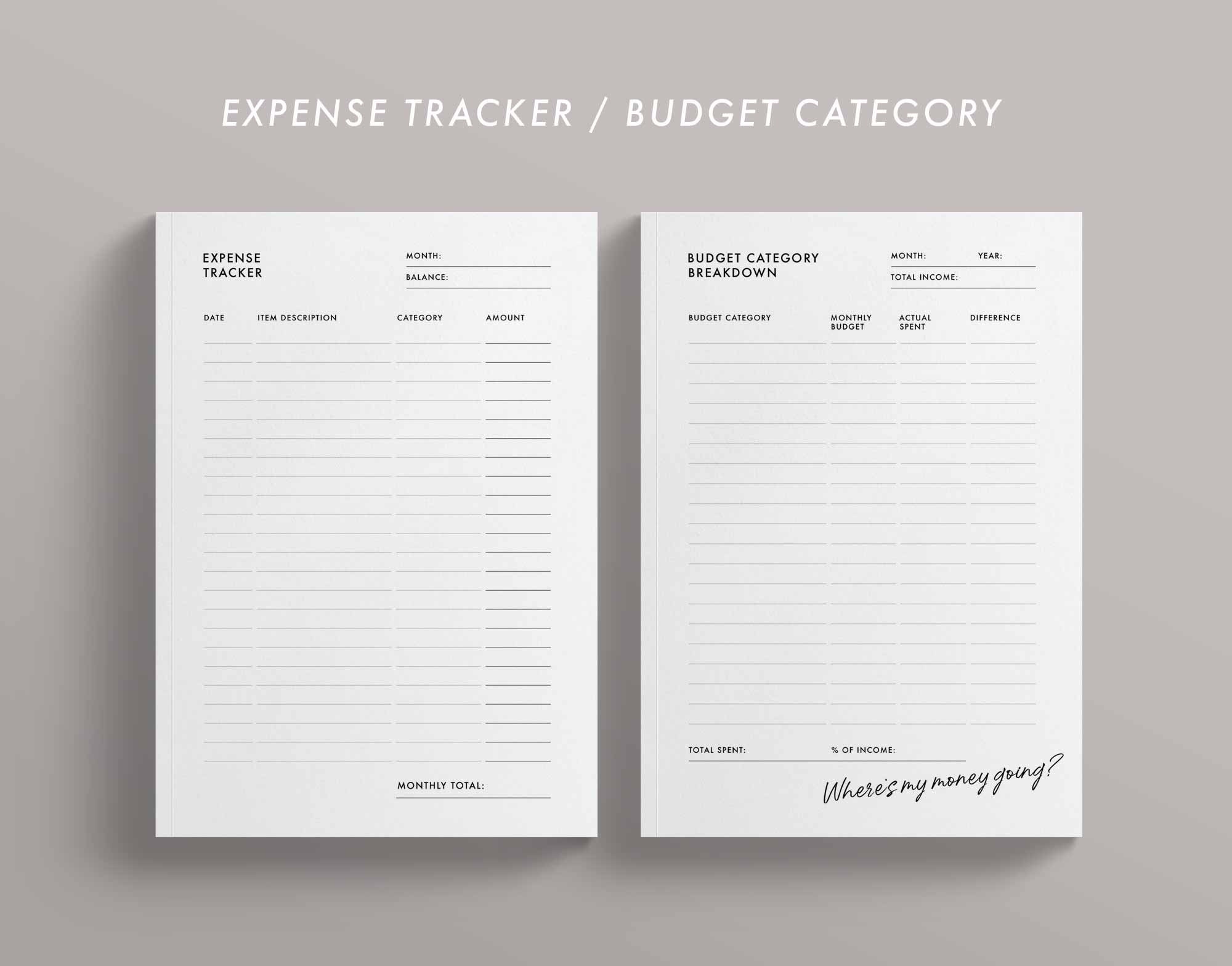Finance & Budget Printable Planner Inserts Minimal Finance Planner ...