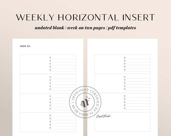Weekly Planner Printable Horizontal Layout A5 Size Undated Week on 2 ...