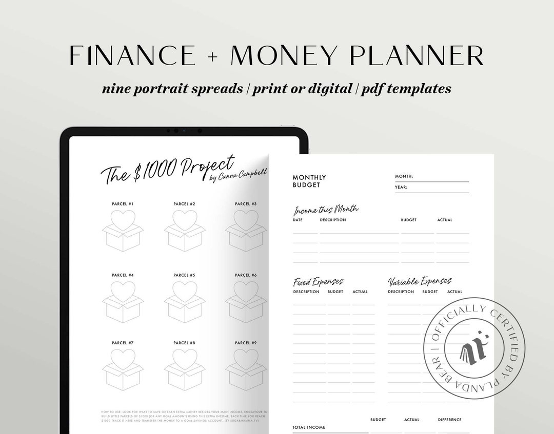 Finance & Budget Printable Planner Inserts | Minimal Finance Planner ...