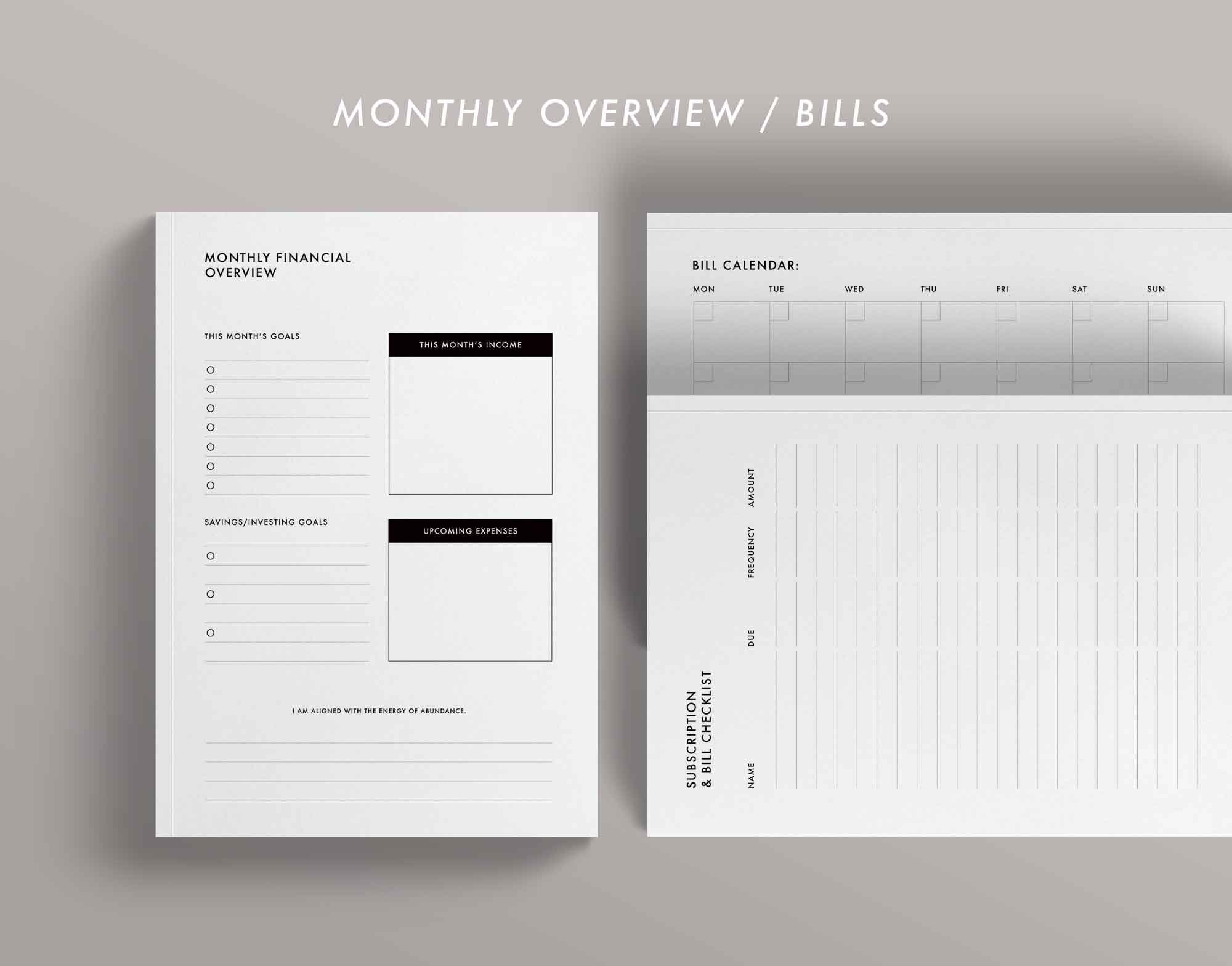 Finance & Budget Printable Planner Inserts Minimal Finance Planner ...