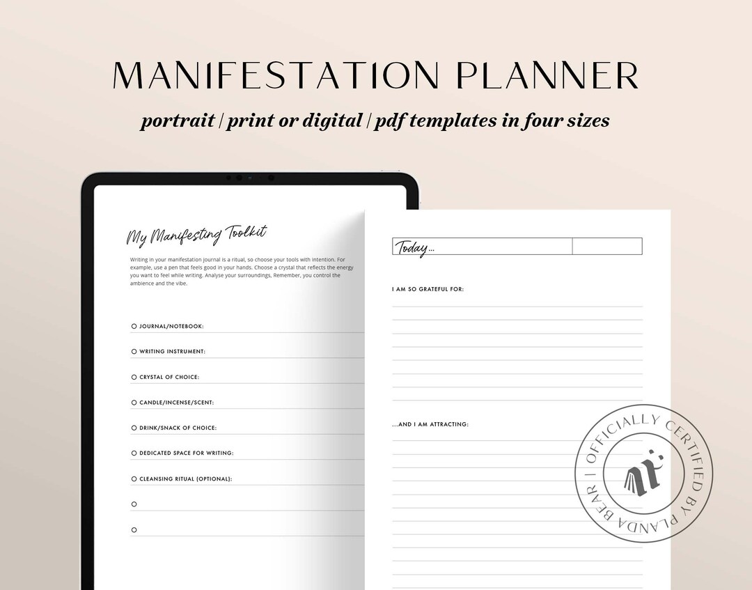 Manifestation Journal Printable: Abundance Planner, Law of Attraction ...