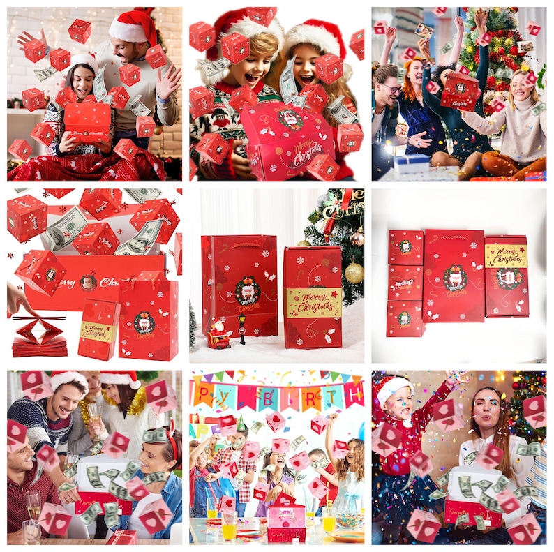 Christmas Explosion Gift Box, DIY Pop-up Money & Photo Box - Etsy