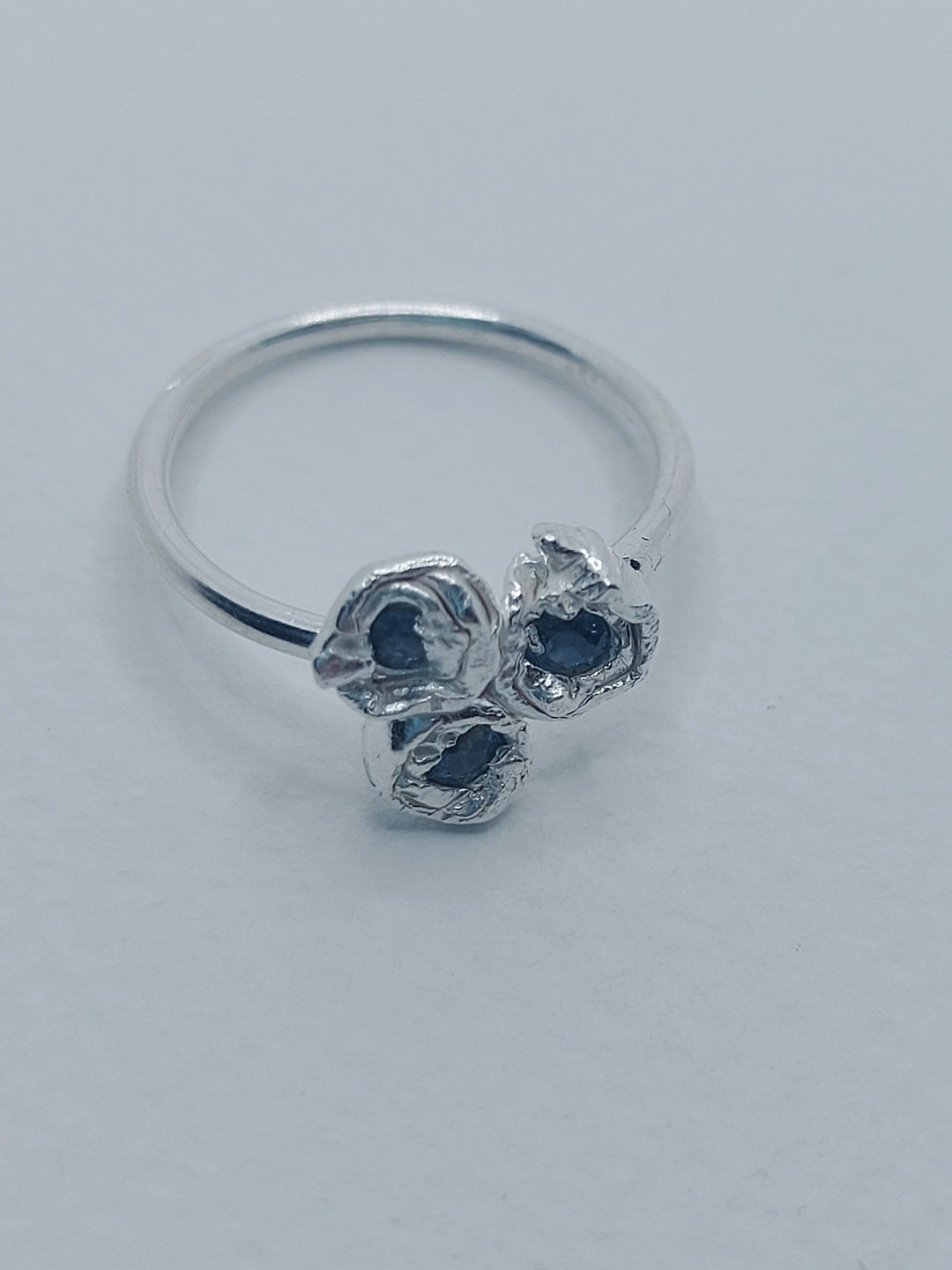 Silver Ring With Three Small Sapphires - Etsy