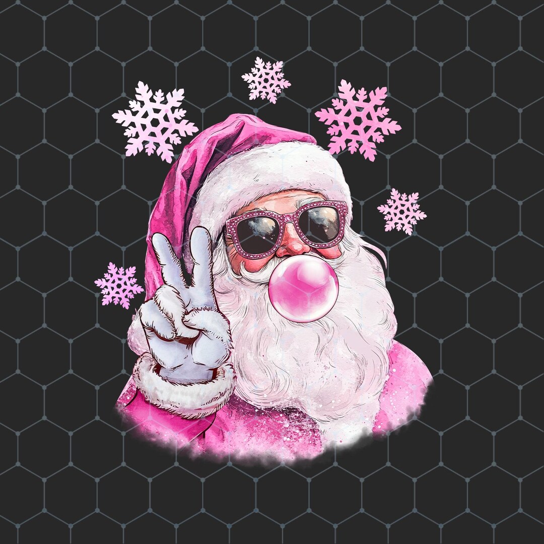 Merry Christmas Santa Claus Png, Retro Pink Christmas Png, Cute Pink ...