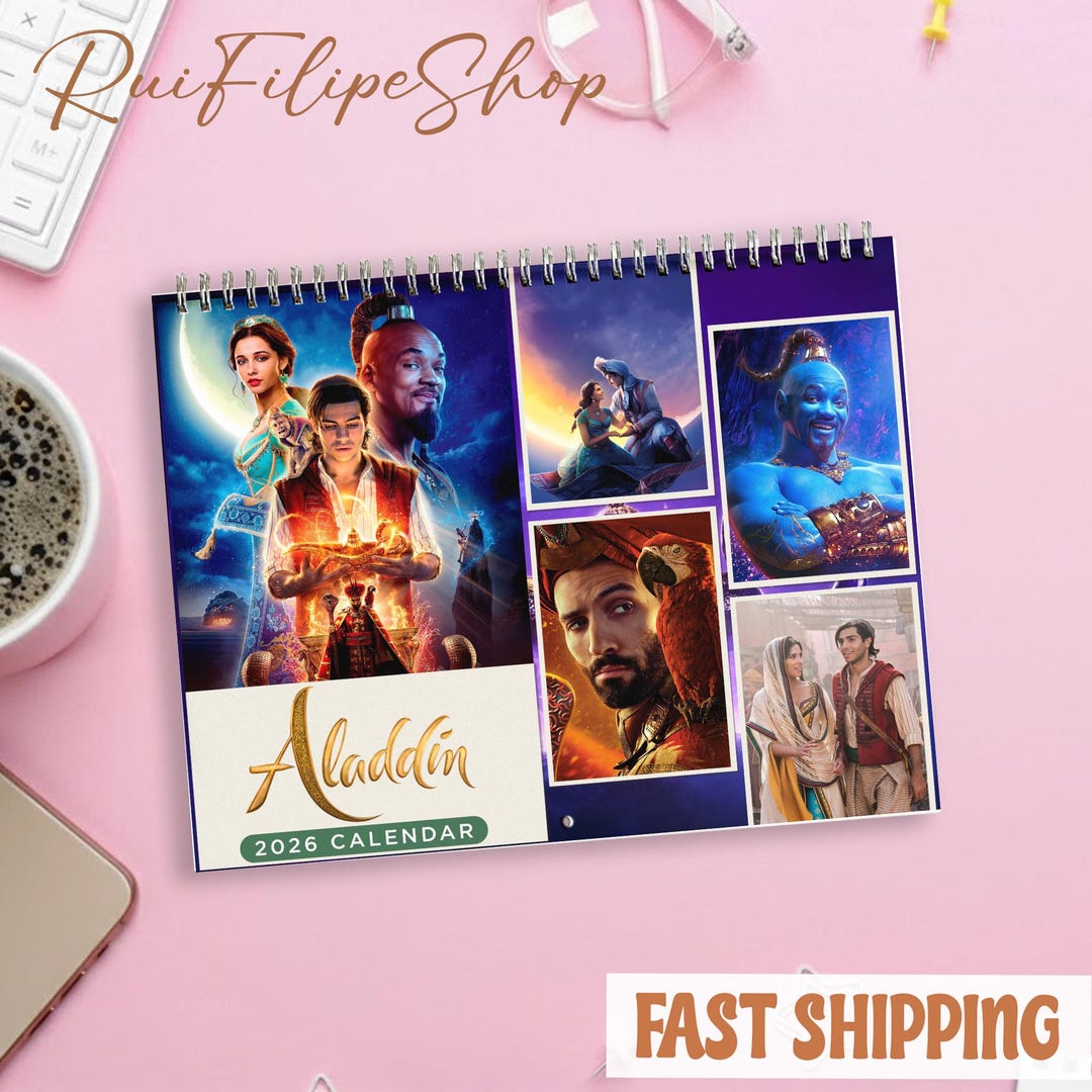 Aladdin Calendar 2026, Disney Movie Wall Calendar, New Year Room Decor ...