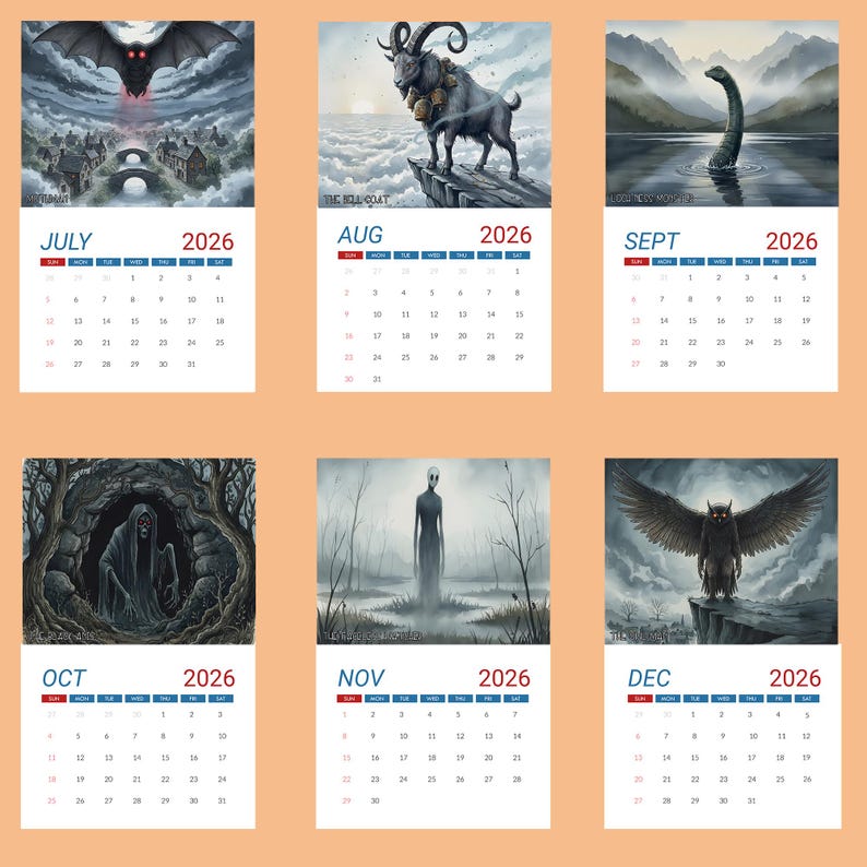Cryptid Calendar 2026, Cryptid Wall Calendar, New Year Room Decor - Etsy UK