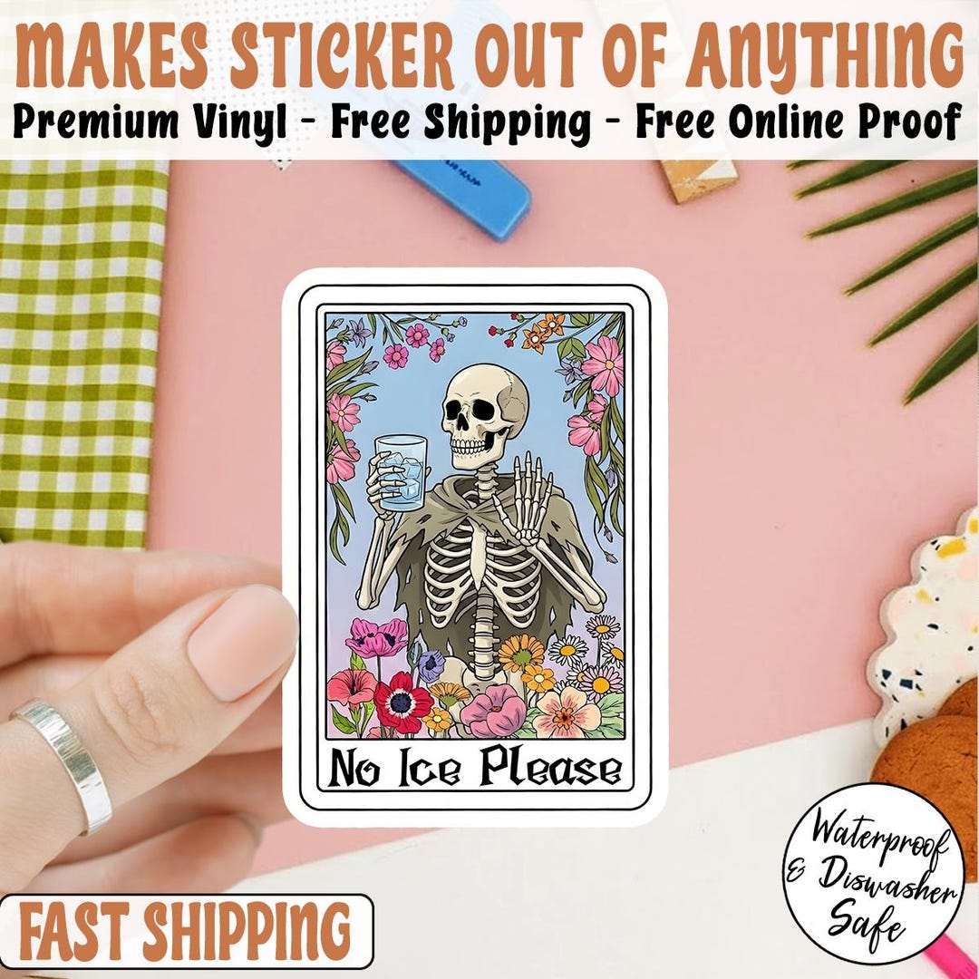 No Ice Please Skeleton Tarot Card Sticker – Anti ICE, Anti Trump ...