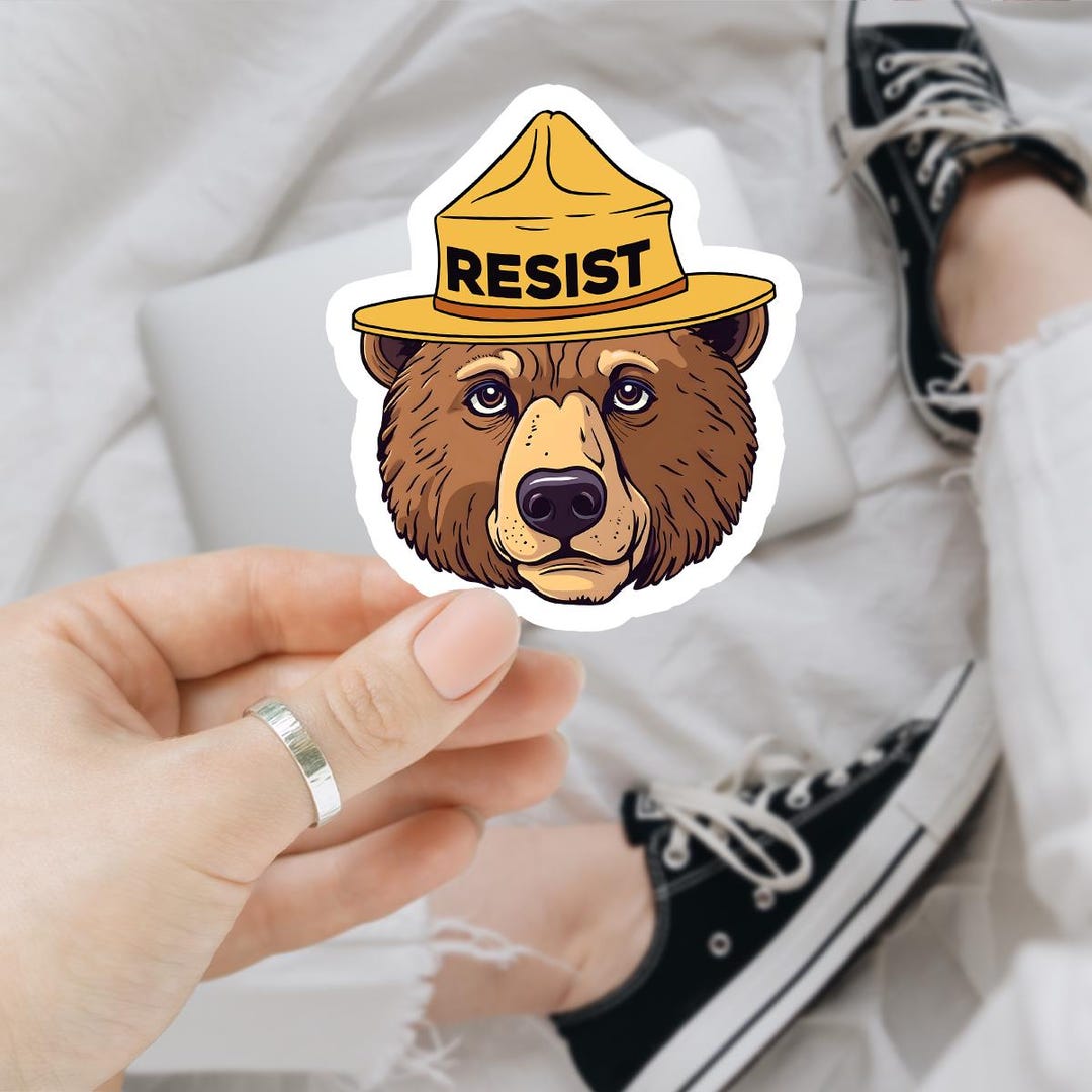 Resist Bear Sticker, Anti Trump Stickers, Political Stickers, Anti Elon ...
