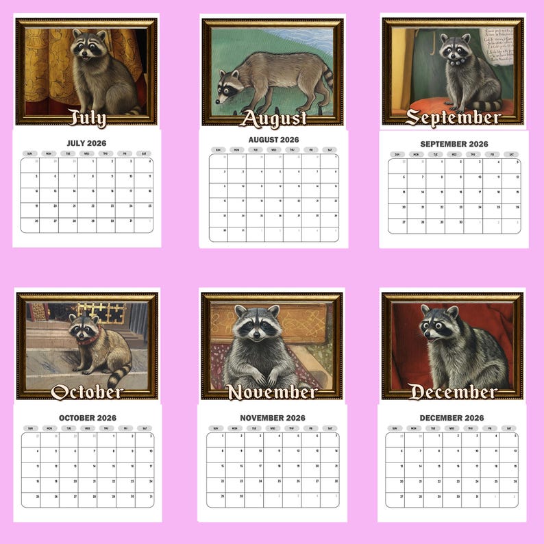 Ugly Raccoon Calendar 2026, Ugly Raccoon Wall Calendar, New Year Room ...