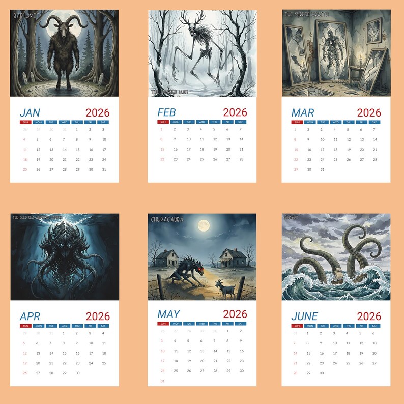 Cryptid Calendar 2026, Cryptid Wall Calendar, New Year Room Decor - Etsy UK