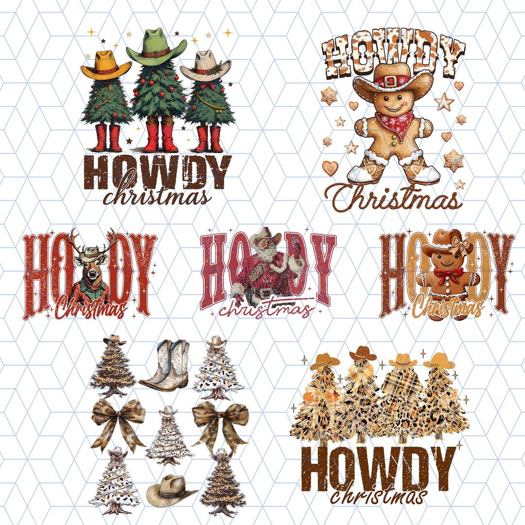 Coquette Bow Howdy Christmas Bundle, Cowboy Christmas Bundle, Howdy ...