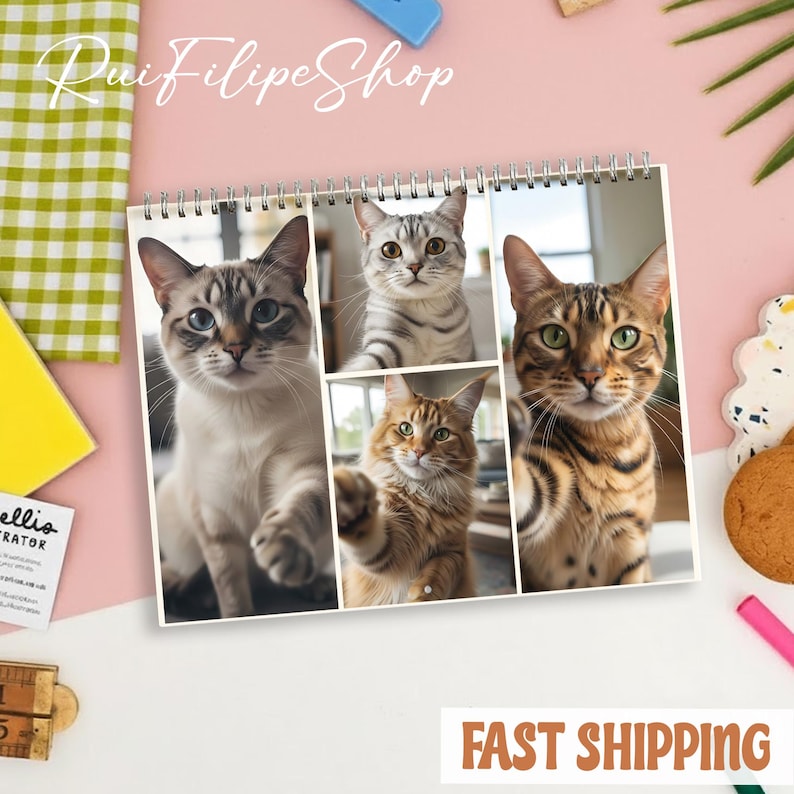 Cat Selfie Calendar 2026, Cat Meme Calendar, Friends and Office Decor ...