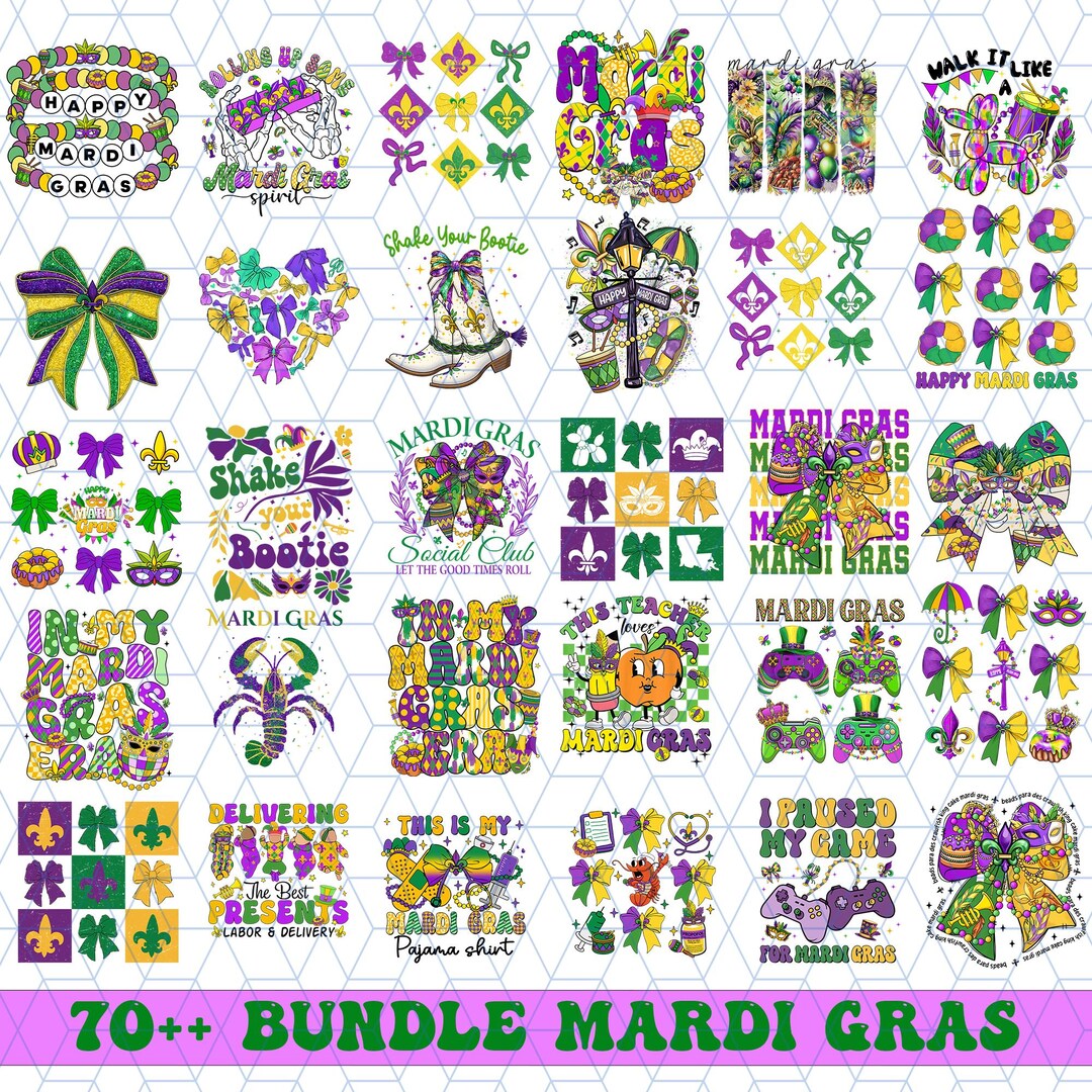 70 Retro Mardi Gras Bundle, Louisiana Crawfish Bundle, Fat Tuesday ...