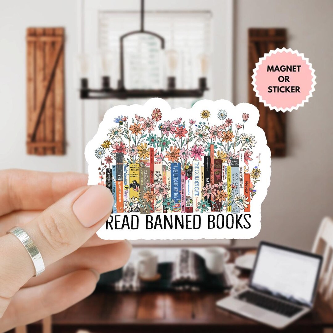 Read Banned Books Sticker, Save the Books Sticker, Bookworm Sticker ...