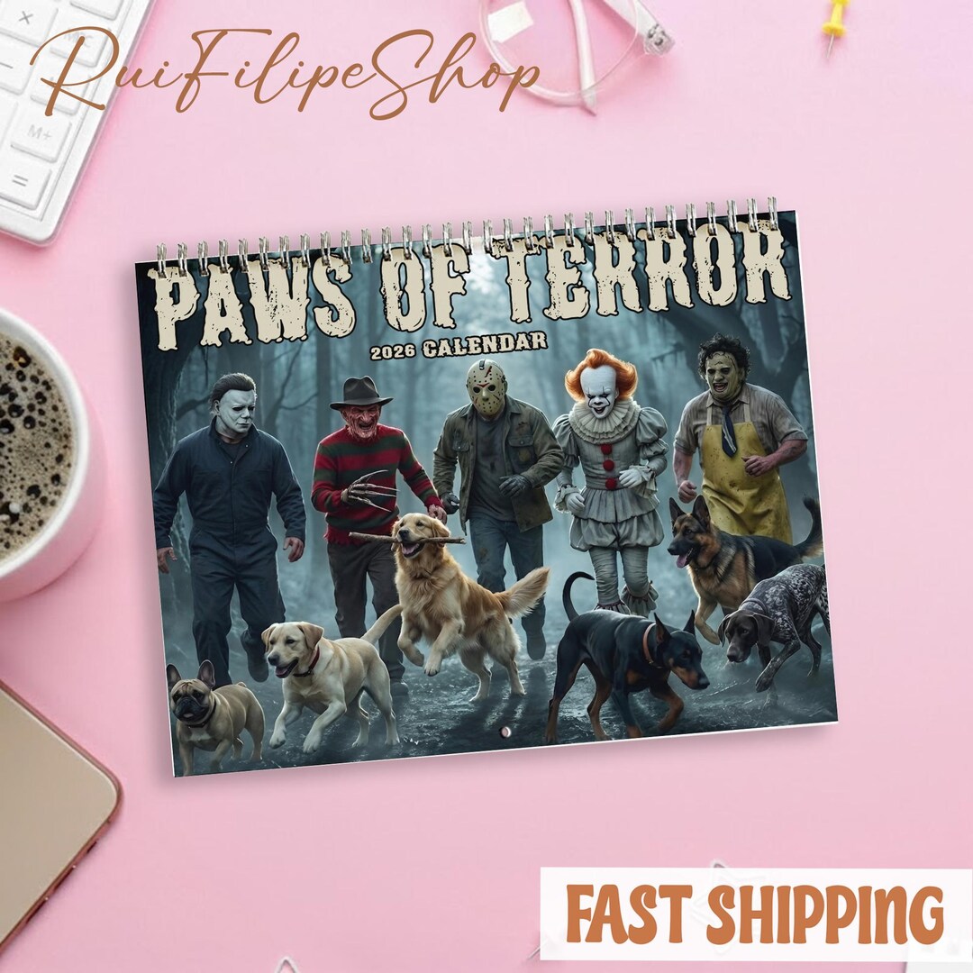 Horror Movie With Dog Calendar 2026, Paws of Terror Wall Calendar, New ...
