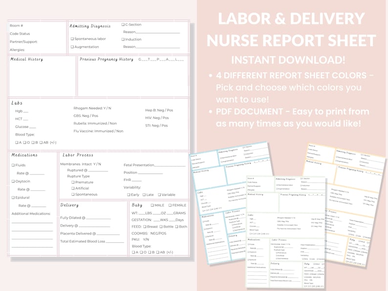 Labor & Delivery Nurse Report Sheet Brain Sheet Printable - Etsy