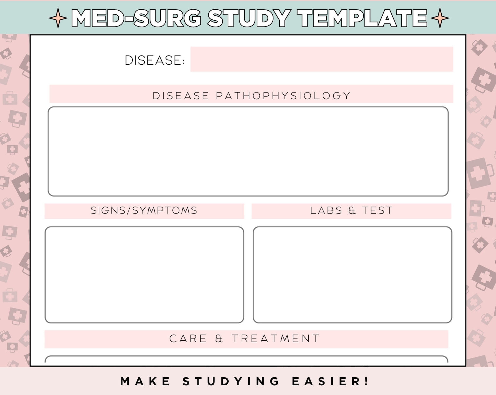 Med Surg Nursing School Template, Printable Study Resource - Etsy