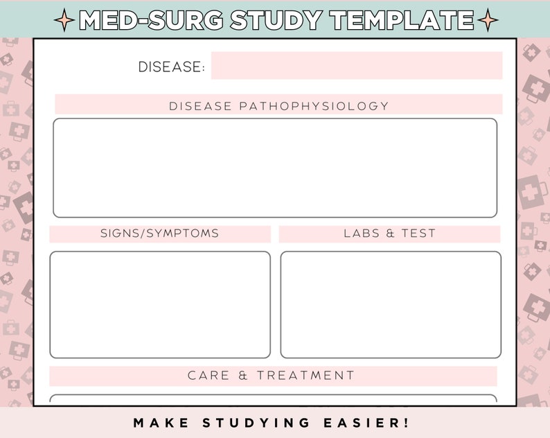 Med Surg Nursing School Template, Printable Study Resource - Etsy