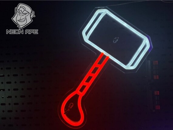 Thor Hammer Neon Sign Avengers Logo Neon Sign Marvel Neon - Etsy