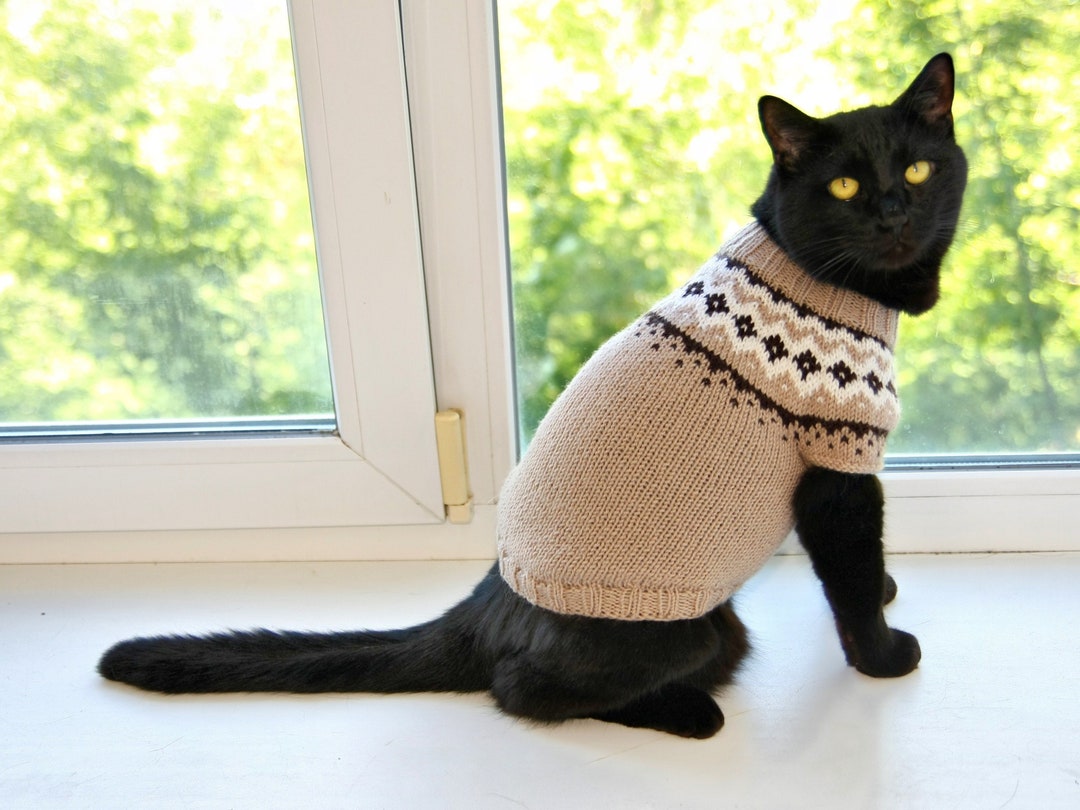 Hand Knitted Cat Sweater 