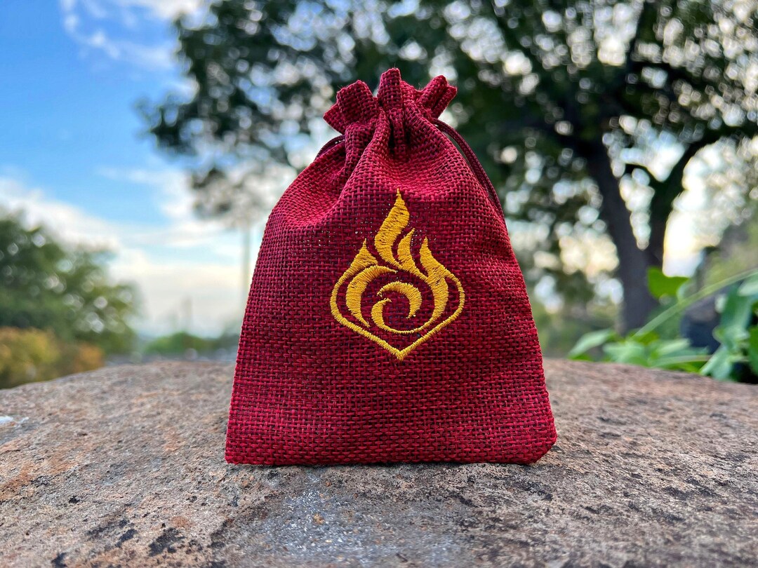 Pyro Genshin Embroidered D&D Dice Bags, Genshin Impact Elements Dnd ...