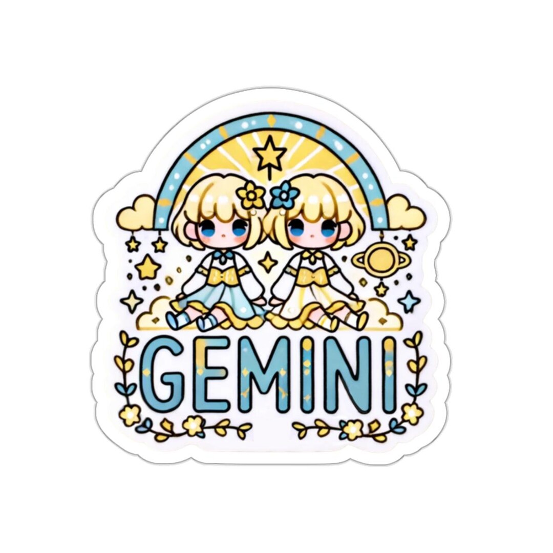 Gemini Chibi Cute Stickers, Zodiac Decal, Astrology Laptop Decal, Cute ...