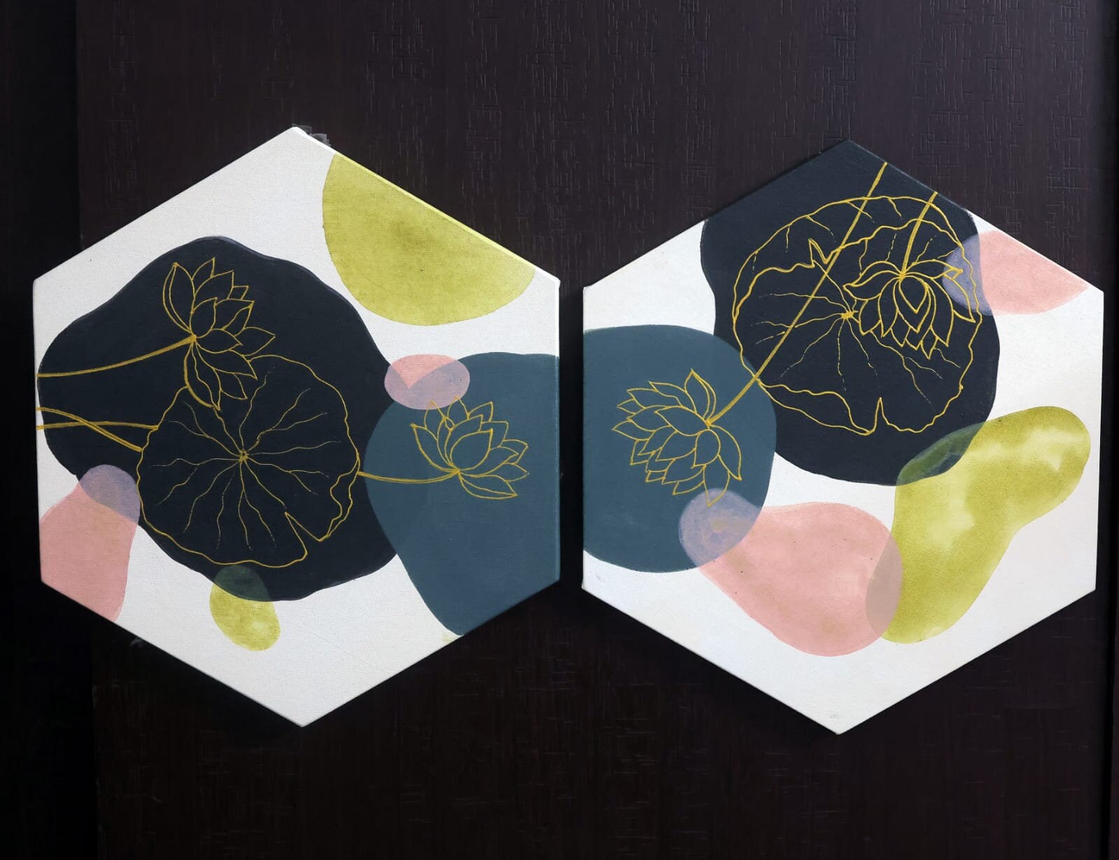 HEXAGON 3D LINE WORK Acrylic on Canva Board Stretched on - Etsy