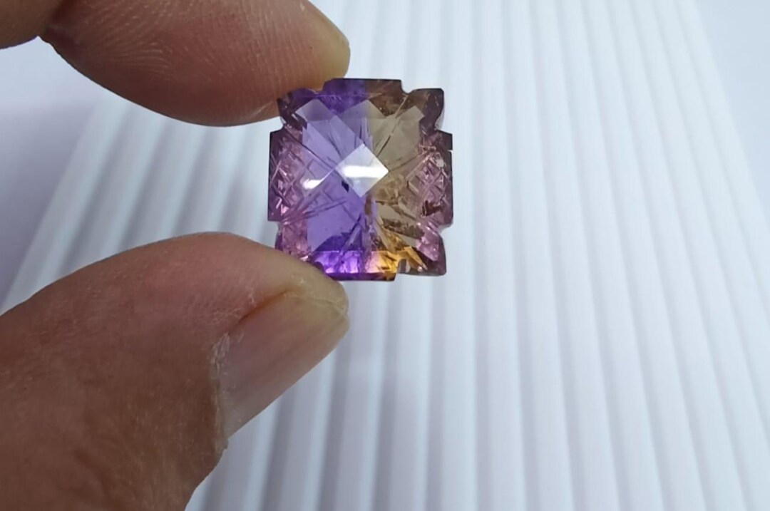 Natural Ametrine Fancy Shape Gemstone , Ametrine Faceted Carving ...